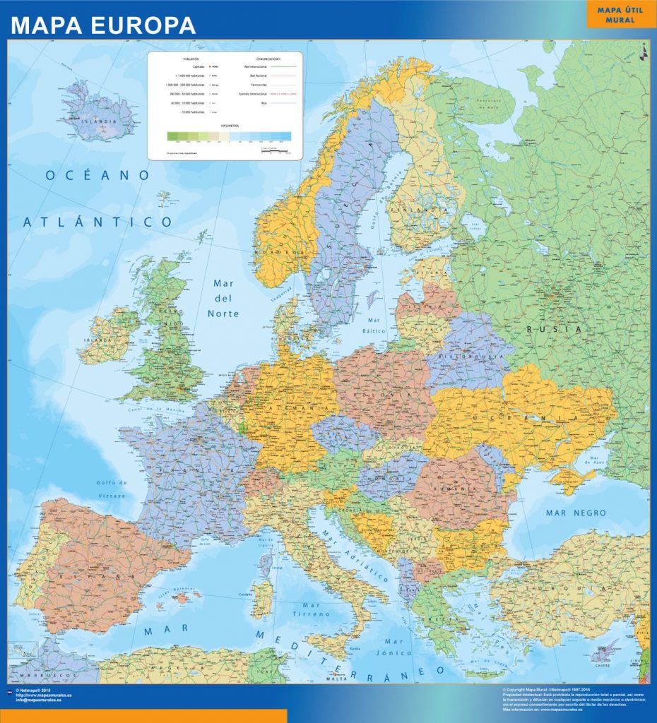 Mapa Europa Politico de parede | Mapas de Portugal e do mundo