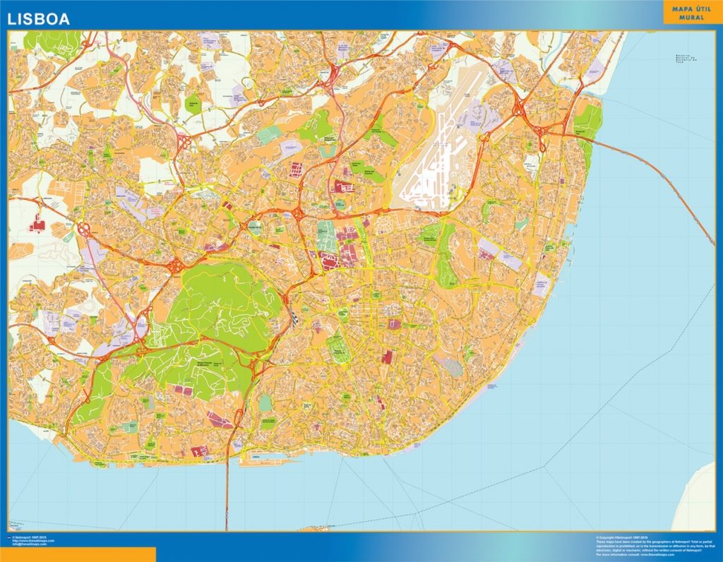 Mapa Lisboa Portugal de parede | Mapas parede Portugal